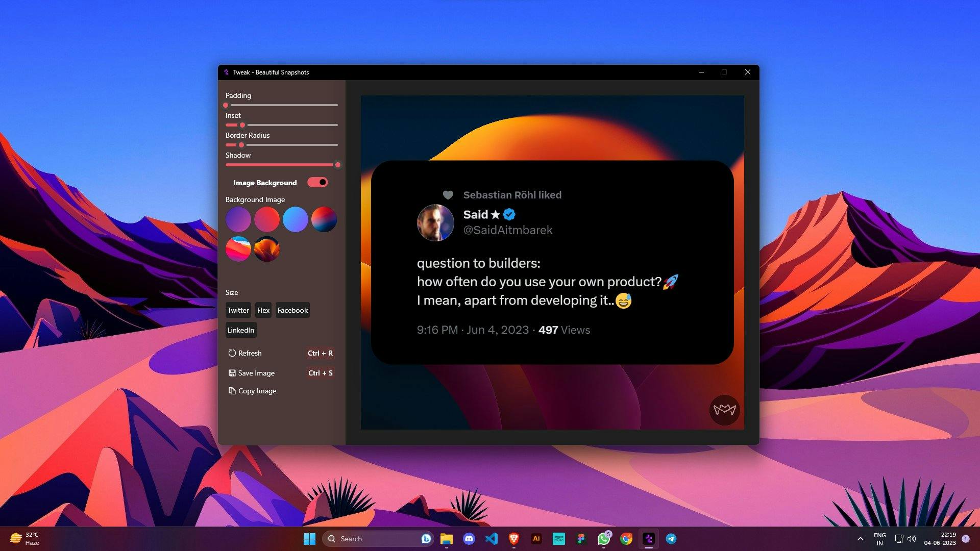 Tweak - Design beautiful screenshots for your tweets and posts.