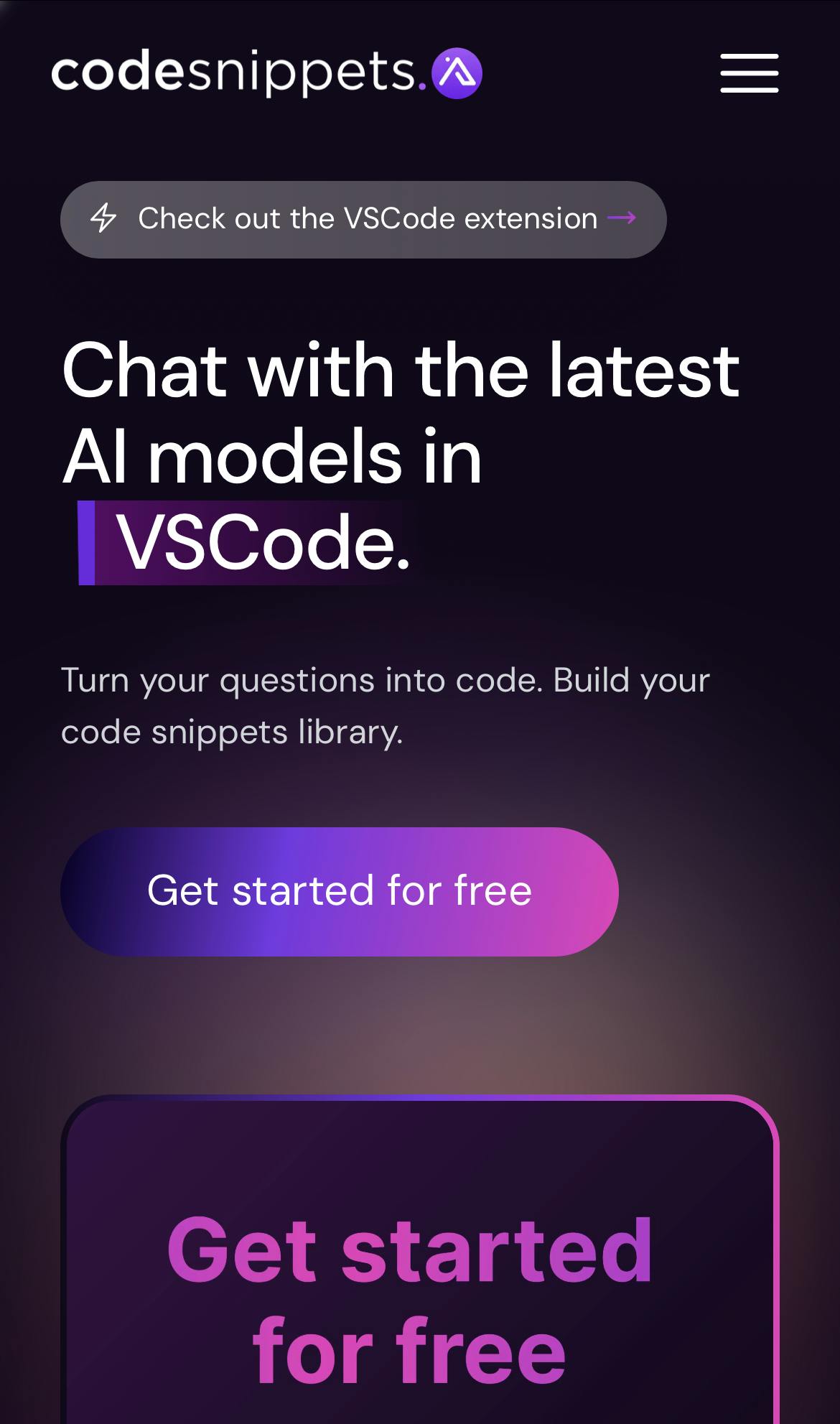 Code Snippets AI - Chat with the latest AI models in VSCode!