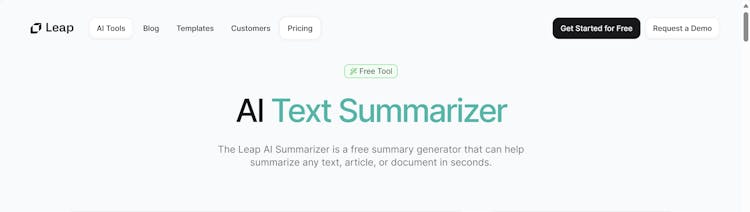 AI Text Summarizer by Leap AI - The Leap AI Summarizer is a free ... AI Text Summarizer by Leap AI - The Leap AI Summarizer is a free ...