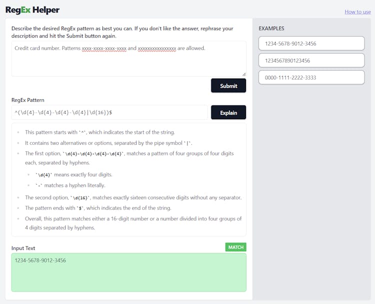 RegEx Helper - Free AI-Powered RegEx Generator RegEx Helper - Free AI-Powered RegEx Generator