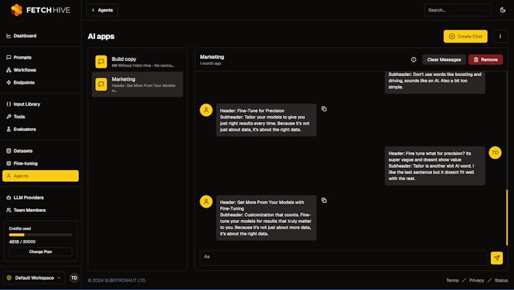 Fetch Hive - Build, Test, and Launch Gen AI in minutes Fetch Hive - Build, Test, and Launch Gen AI in minutes