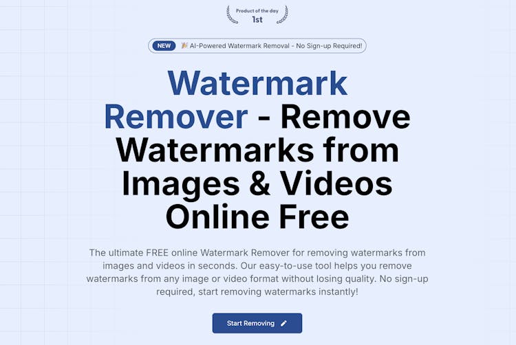 Watermark Remover - Remove Watermarks Instantly and Free!