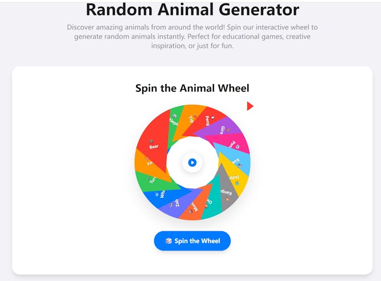 Animal Generator - Random Animal Wheel Spinner