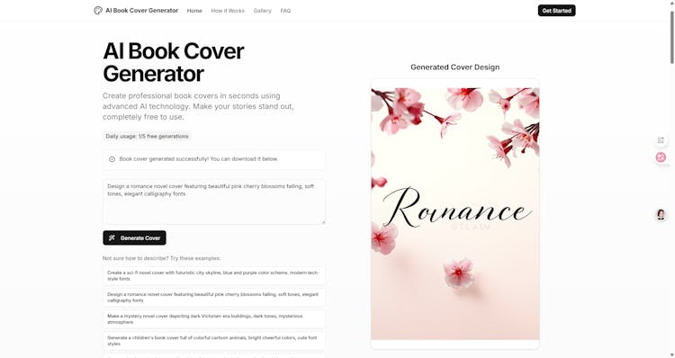 AI Book Cover Generator - “Bring Your Story to Life—Stunning Covers in Seconds, Absolutely Free.”