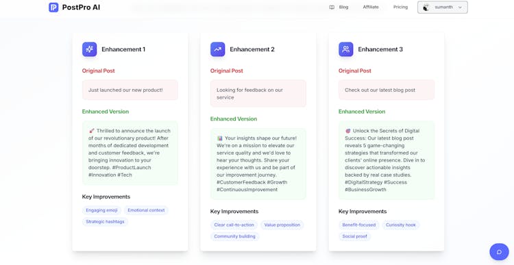 PostPro AI - AI LinkedIn and X Post Enhancer to get More Views and Build Network!