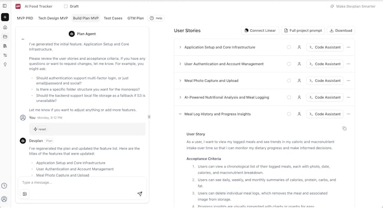 Devplan - Ship 3× faster with agents that generate context-rich PRDs, user stories, tech designs ...