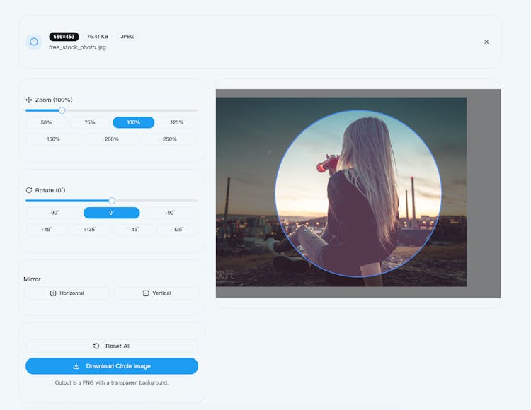Circle Crop Image Tool - Free online photo editor