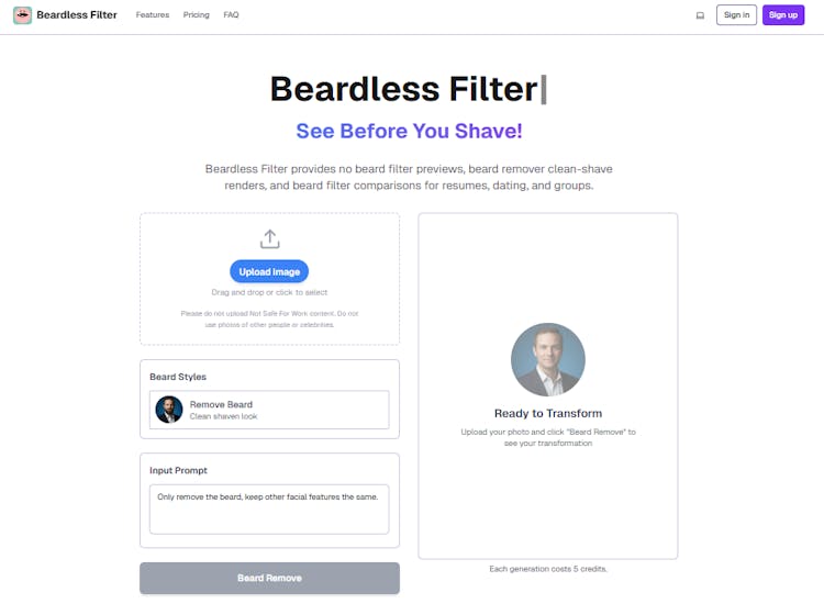 Beardless Filter - See Before You Shave