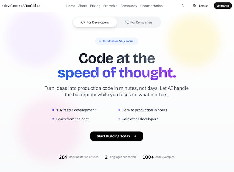 Developer Toolkit - Build smarter. Ship faster. Code with AI flow.