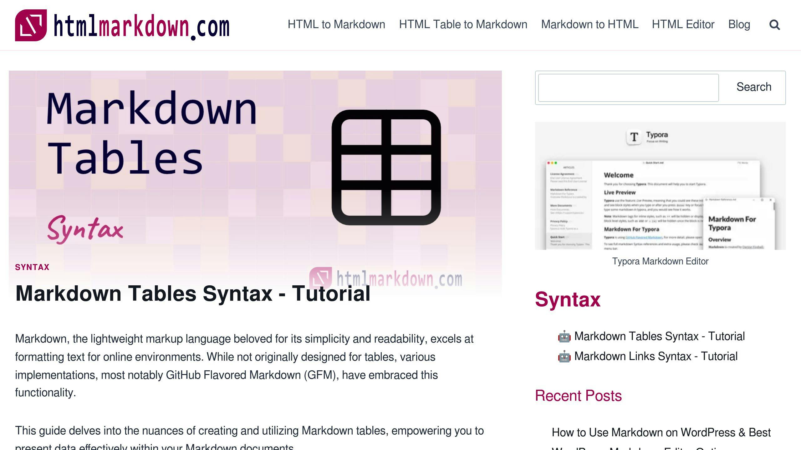 Table Markdown For Developers Markdown Toolbox